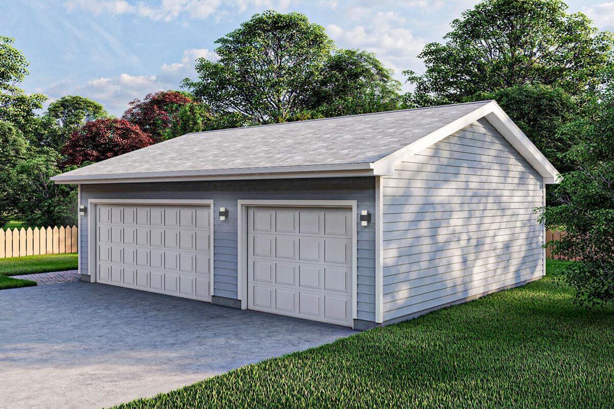 Traditional Style 3-Car Garage Plan on a 32-foot by 26' Footprint ...