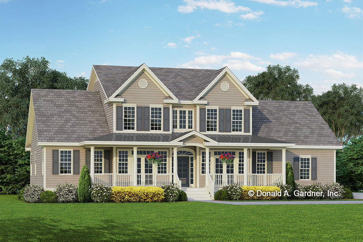 Traditional Country Home Plan with Matching Front and Rear Porches ...