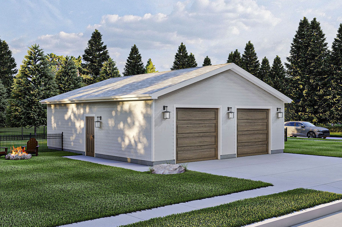 Extra Deep Detached 2-Car Garage with Matching 9' by 8' Garage Doors ...