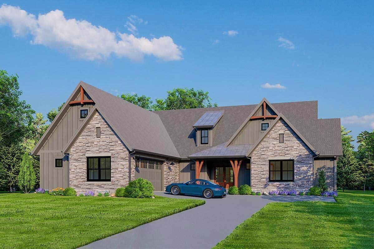 Plan 275012CMM: New American Craftsman Home Plan with Split-Bed Layout