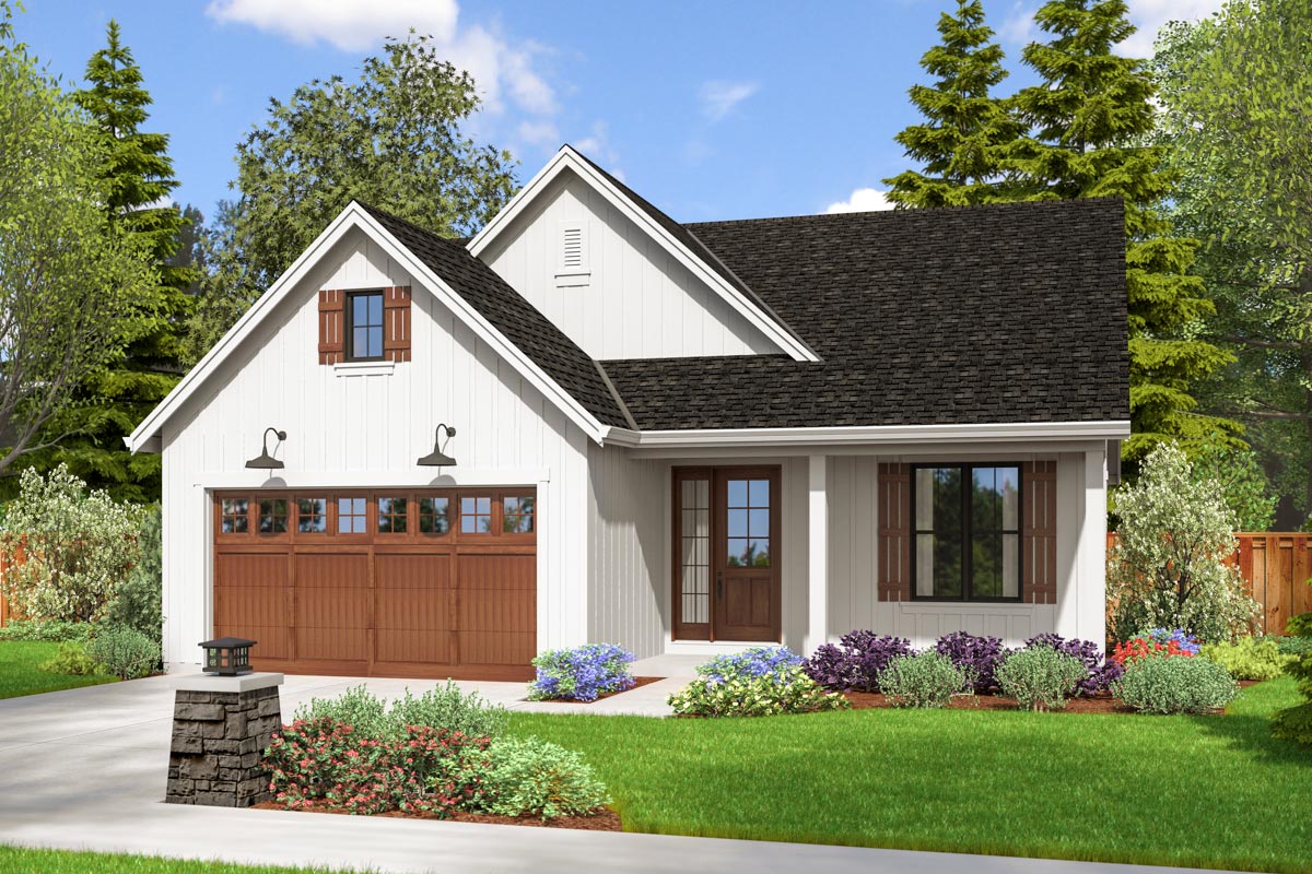 Plan 69212AM: 1446 Square Foot Home Plan with Home Office Flex Room