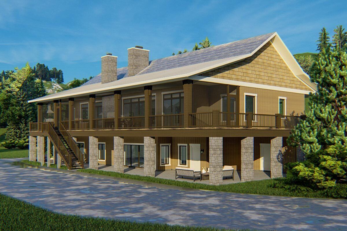 Mountain Home Plan with Finished Basement and Wraparound Porch ...