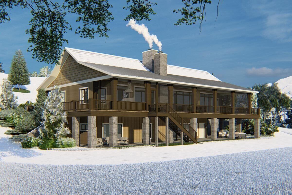Mountain Home Plan with Finished Basement and Wraparound Porch ...