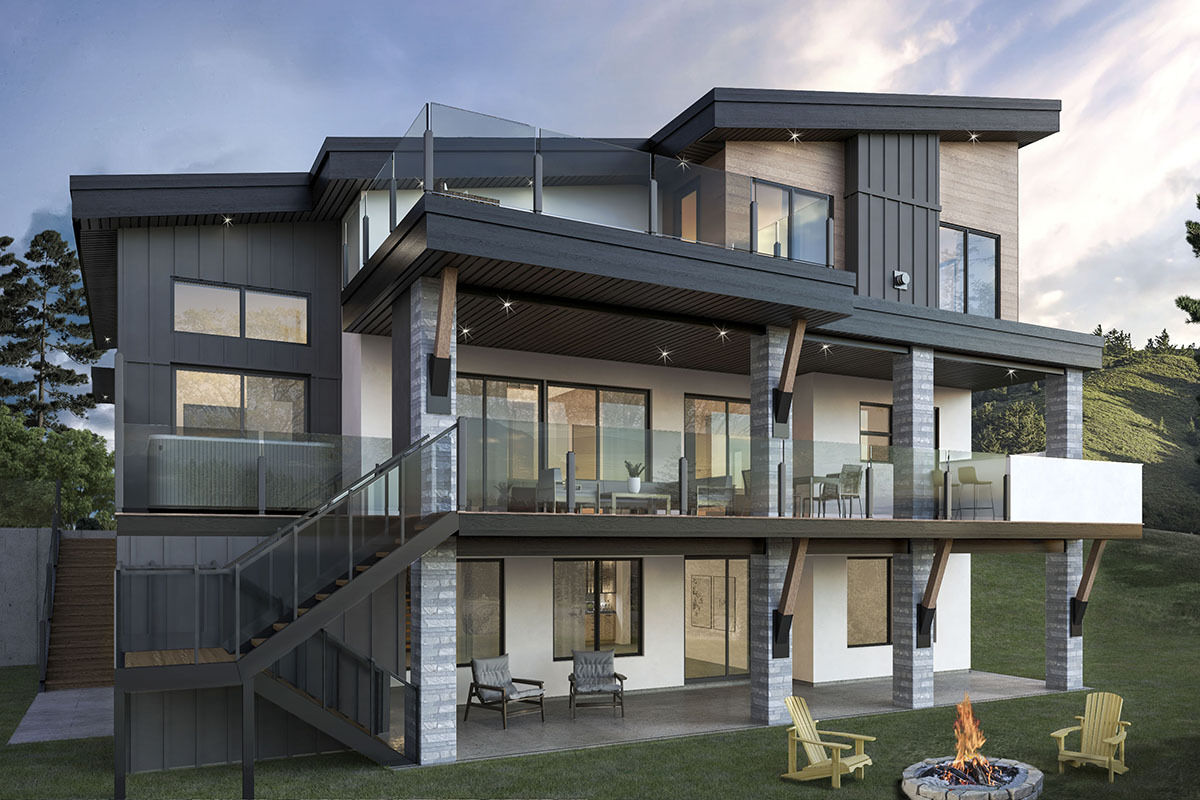 3-Bed Modern Home Plan with 3 Levels of Decks - 81710AB | Architectural ...
