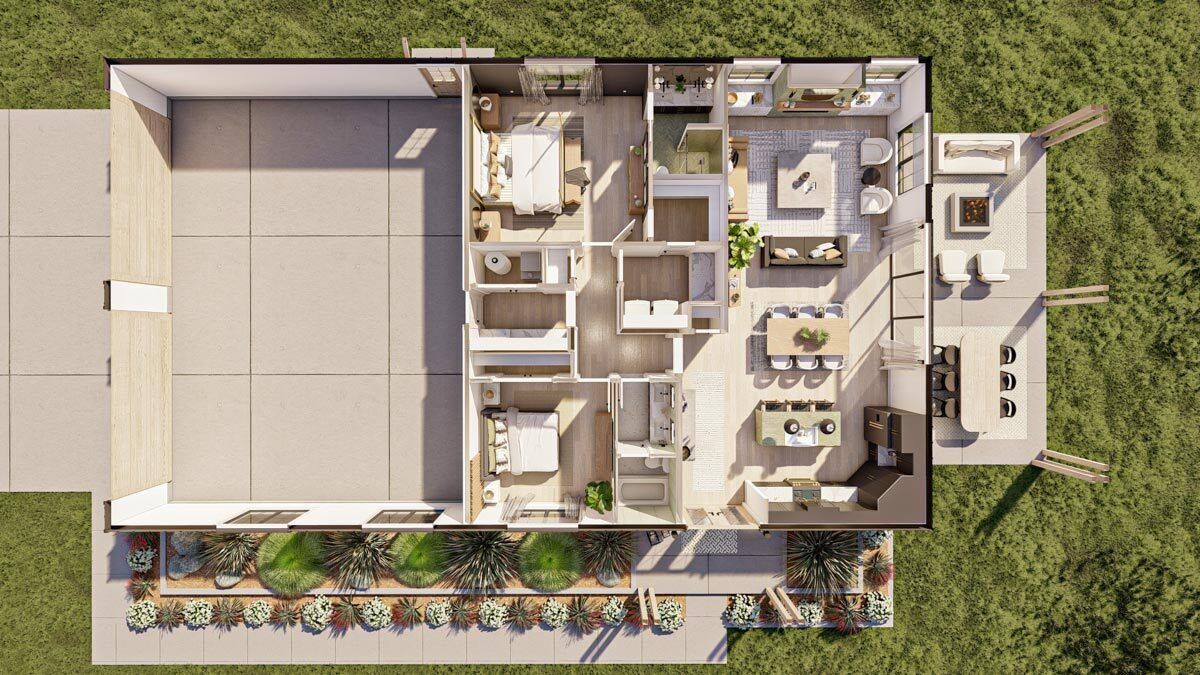 1500 Sq Ft Barndominium-Style House Plan with 2-Beds and an Oversized ...