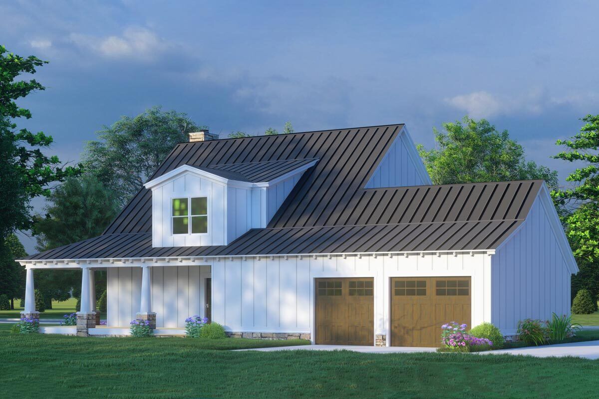 Country Cottage with Vaulted Ceiling Under 2300 Square Feet with Rear ...