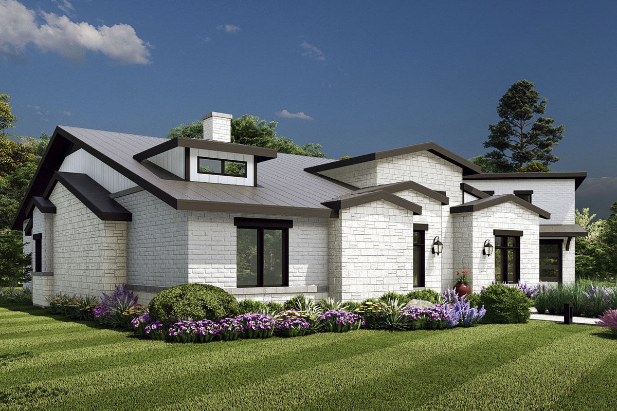 3000 Square Foot Mid-Century Modern House Plan with Outdoor Lounge ...