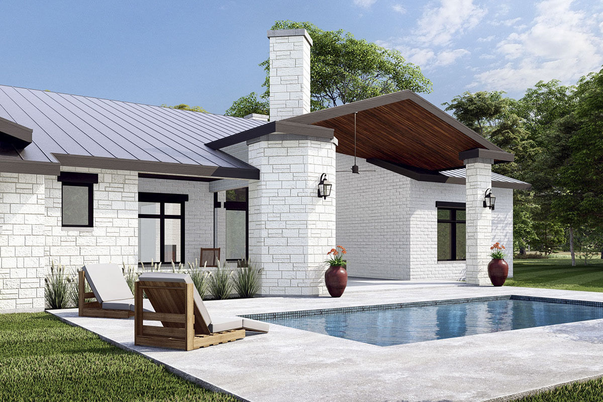 3000 Square Foot Mid-Century Modern House Plan with Outdoor Lounge ...
