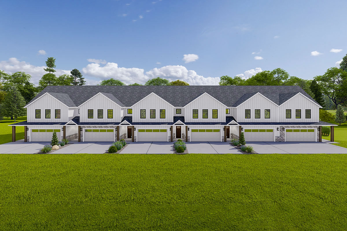 Plan 61391UT: 6-Family House Plan with Matching 2110 Square Foot 3-Bed ...