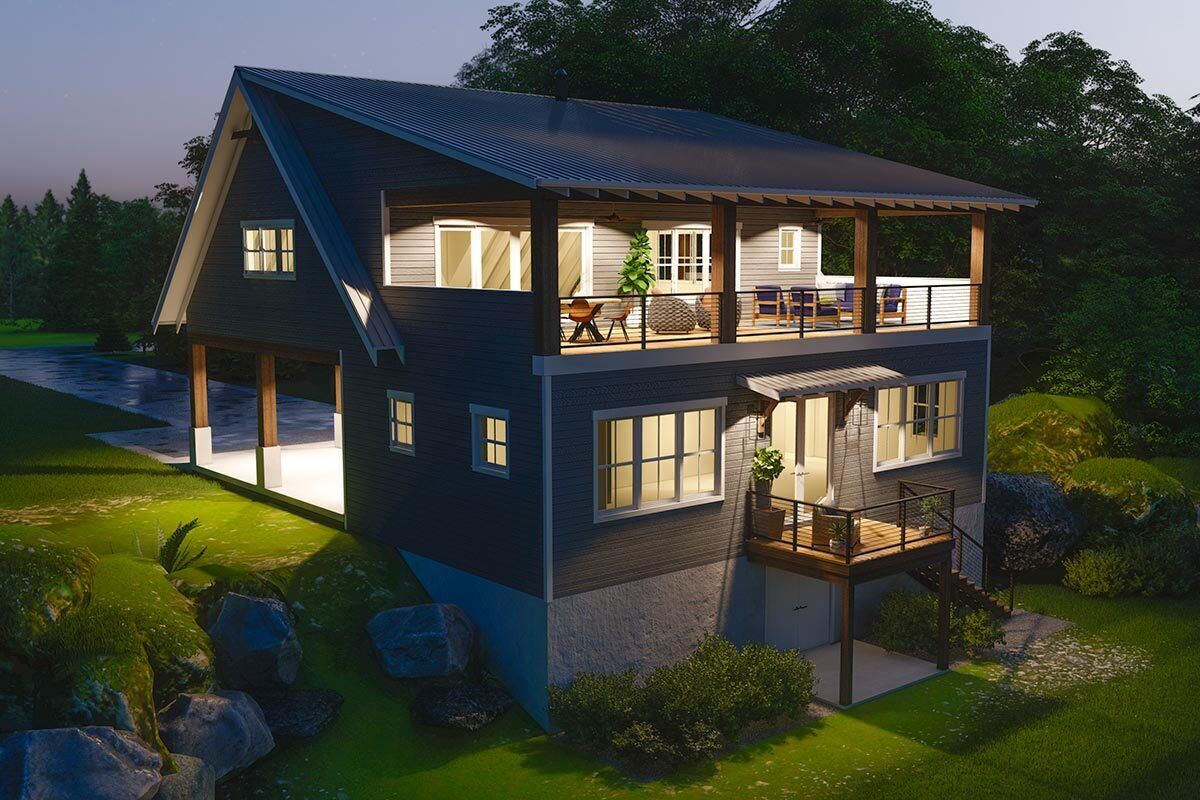 1-Bed Guesthouse with 3-Car Carport and an Upper Floor Porch ...