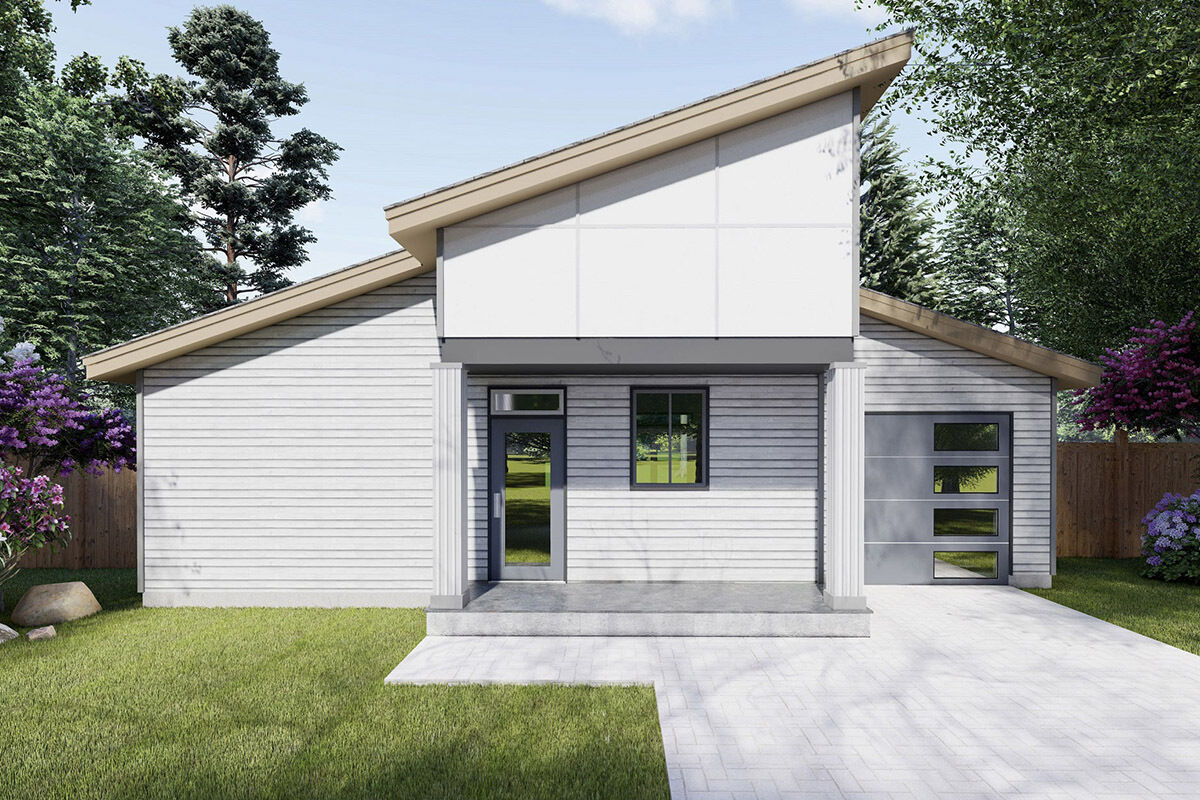 600 Square Foot One-Bed Modern Home Plan with 1 Bed and a 1 Car Garage ...