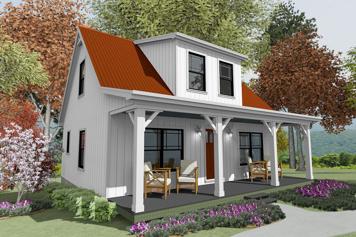 1000 Square Foot 2-Bed Farmhouse Cottage with 6'-Deep Front Porch ...