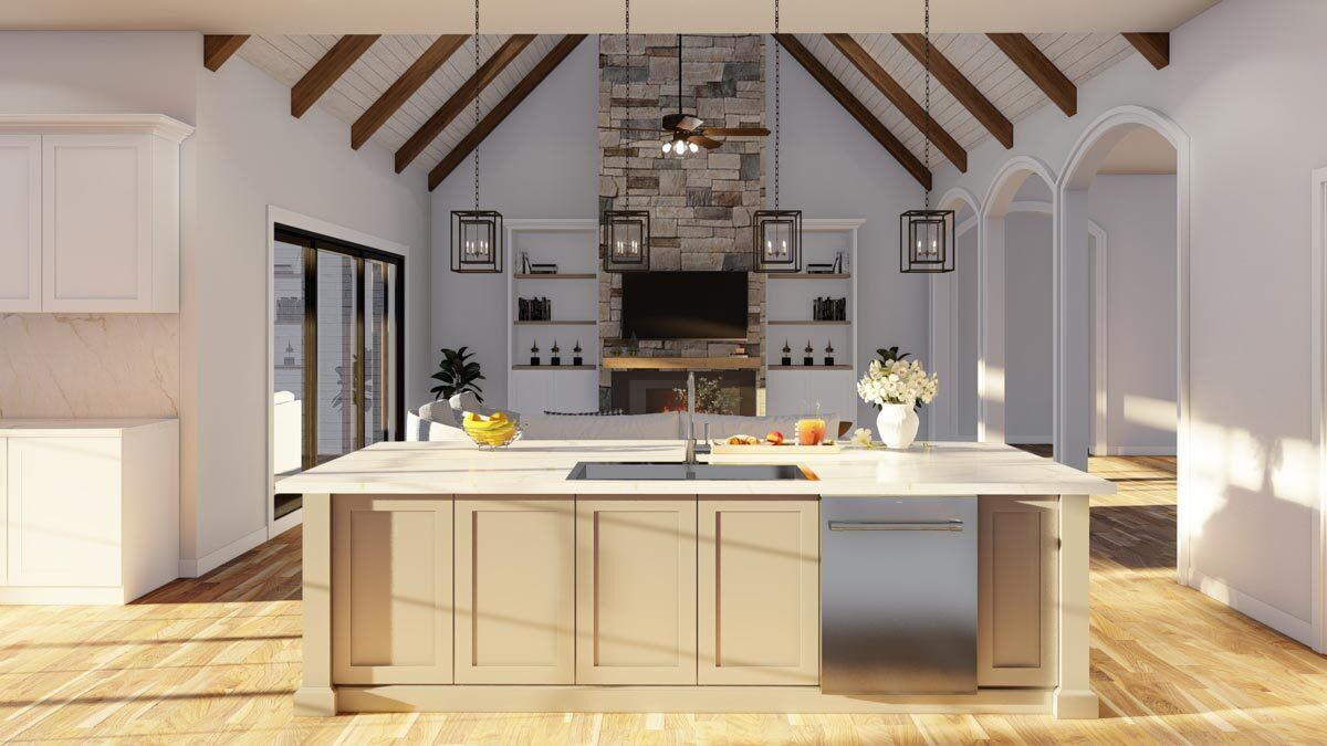 Transitional House Plan Under 3000 Square Feet with Angled Porte ...