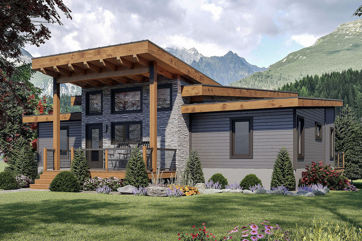 Contemporary Mountain Home Plan Under 2100 Square Feet with Dramatic ...