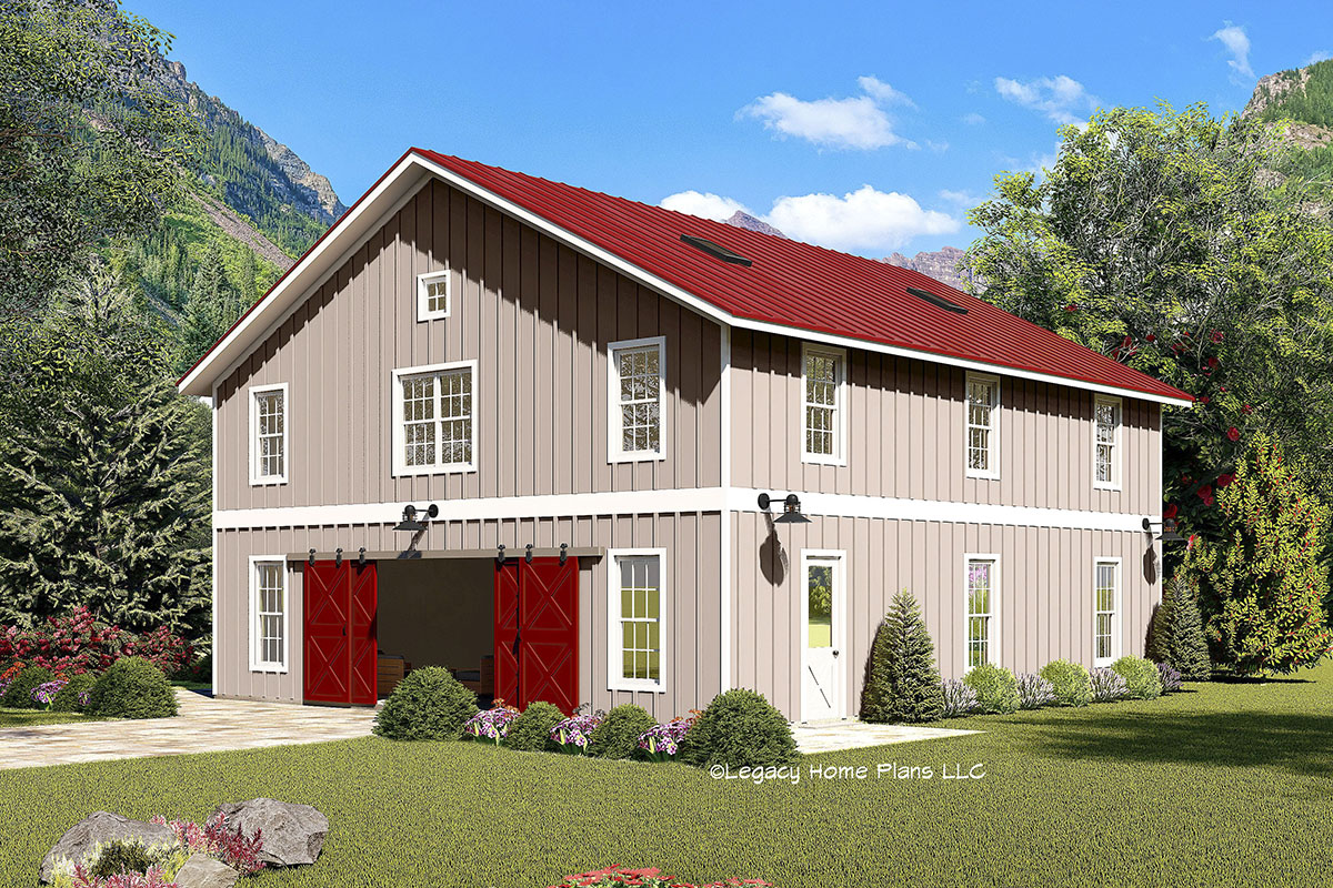 Plan 680053VR: 1800 Square Foot Barn with Vaulted Loft Above