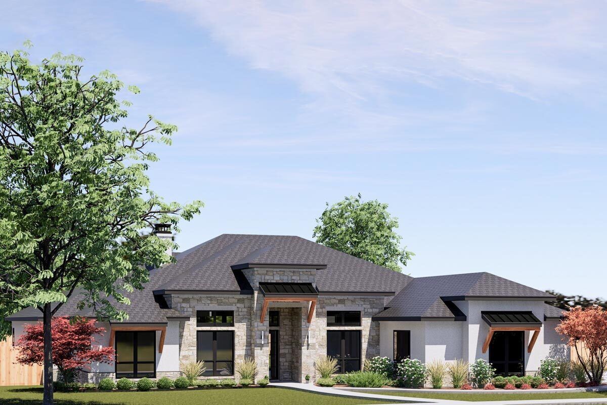 Over 3,600 Square Foot New American Ranch with Split-bed Layout and ...