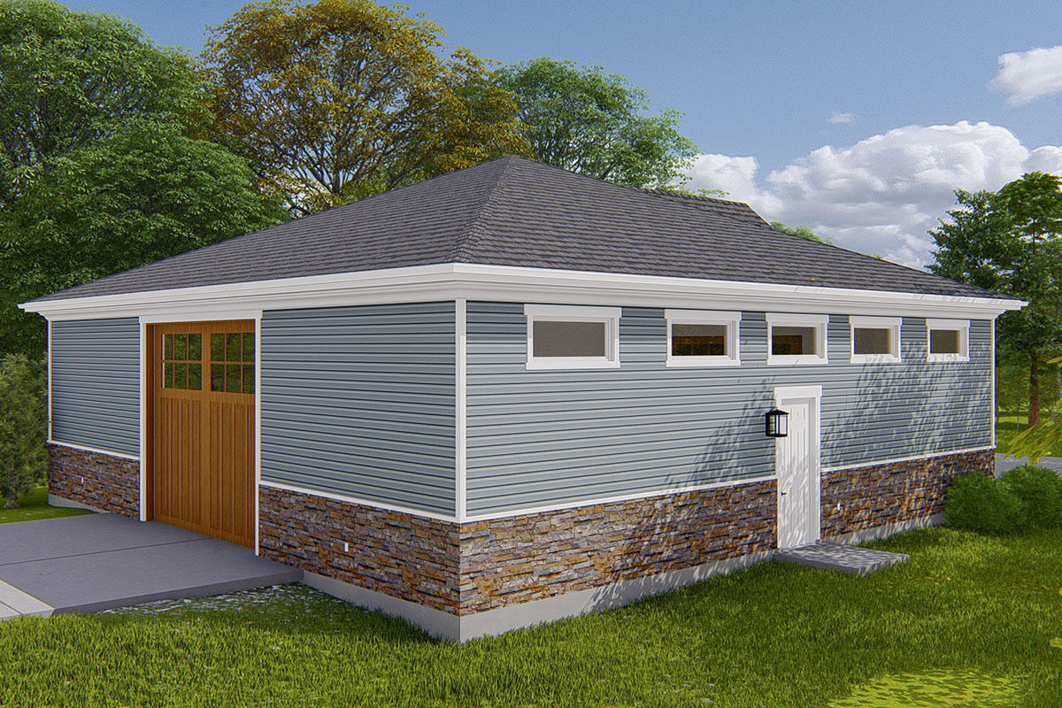 3-Car Detached Garage with Drive-Through Center Bay and a Full Bath ...