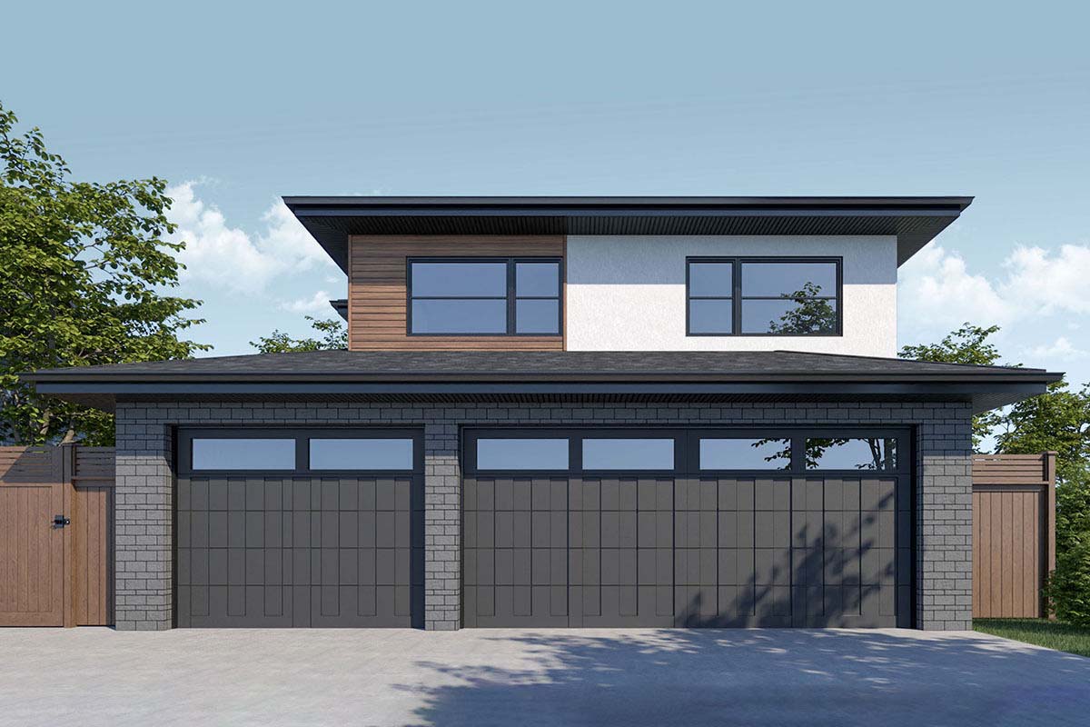 Plan 81807AB: Modern 644 Square Foot ADU with 3-Car Garage