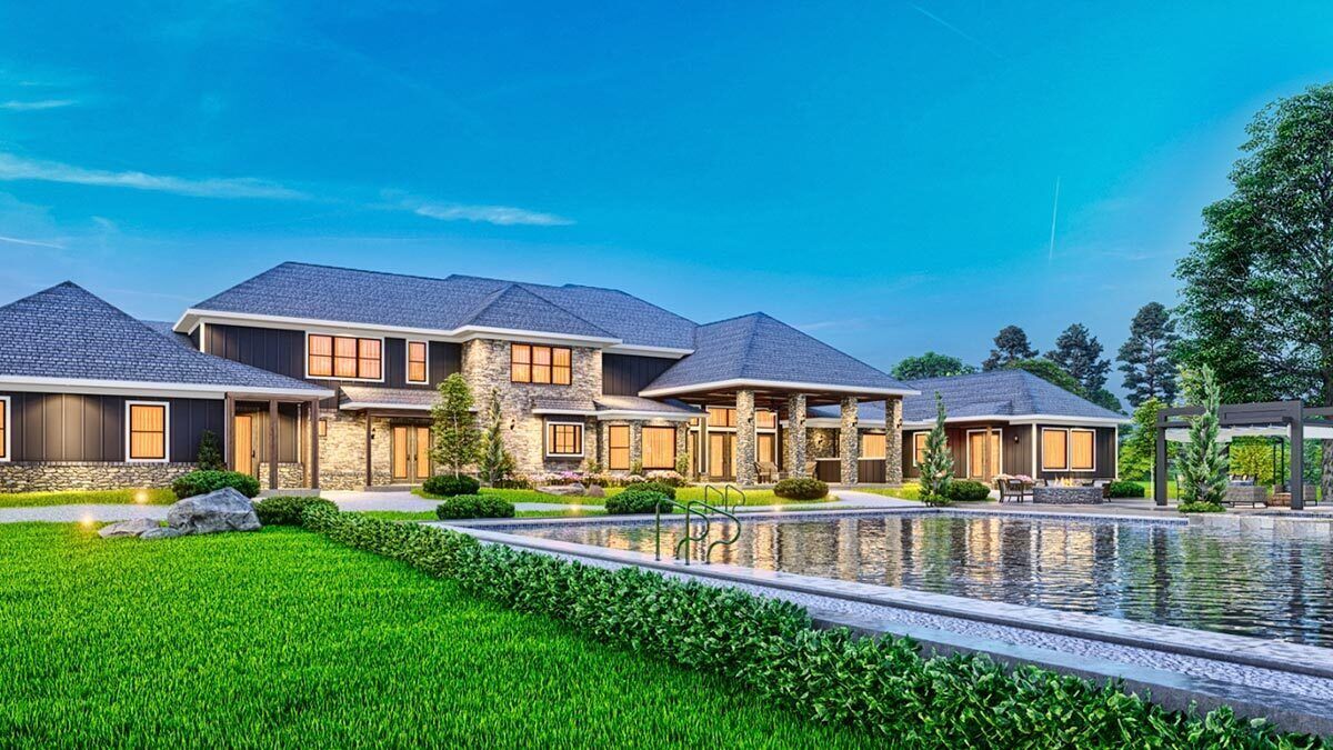 Sprawling New American Home Plan with Deluxe Master Bedroom and Ensuite ...