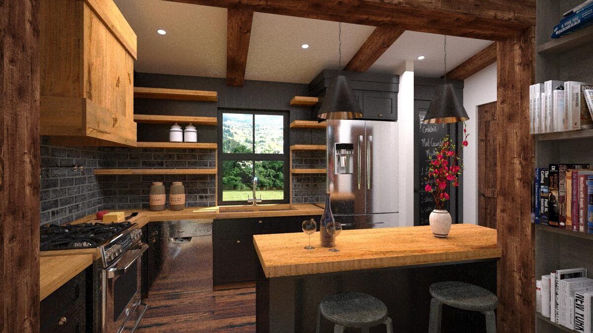 Skinny Rustic Farmhouse-Inspired ADU House Plan Under 800 Square Feet ...