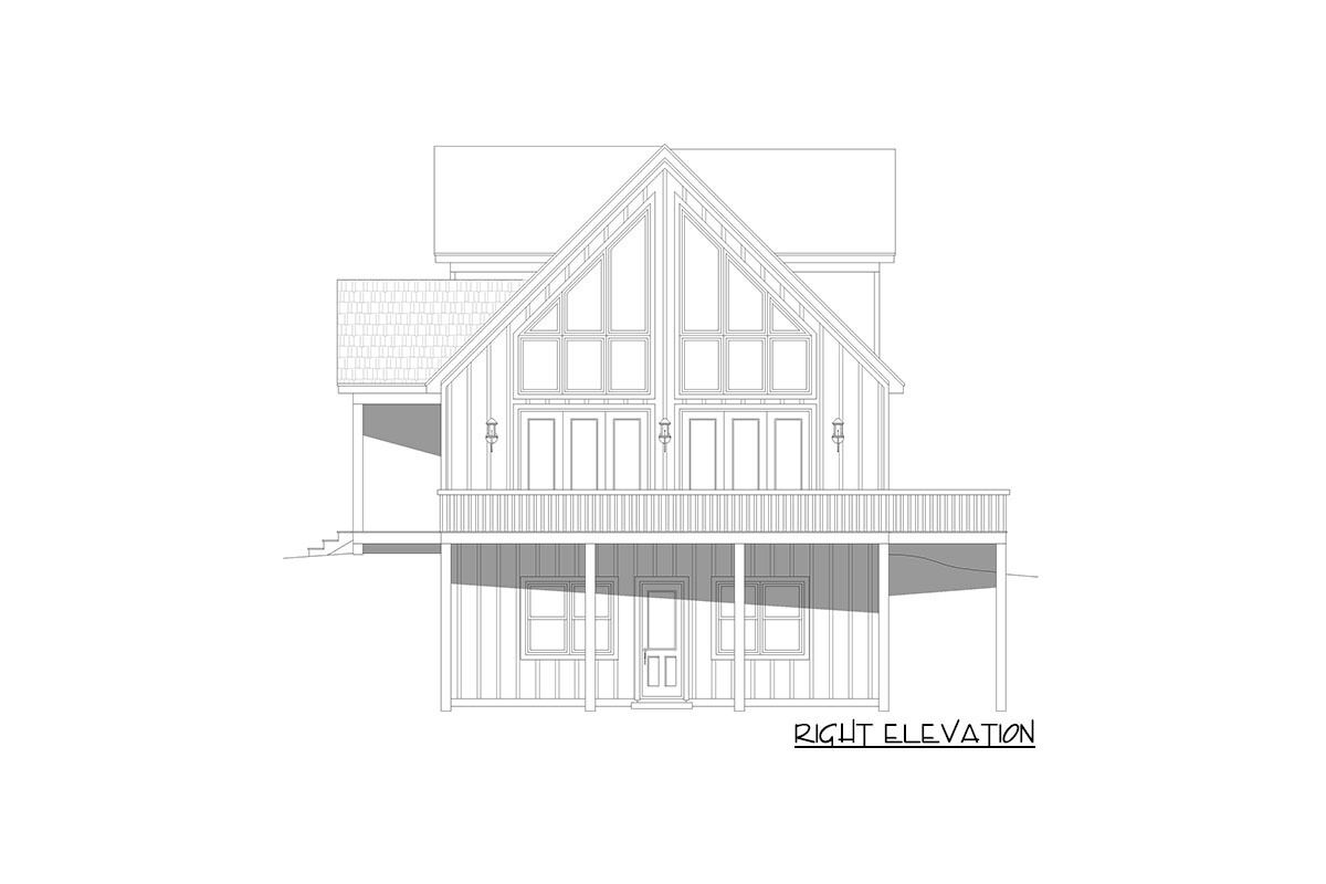 Two-Story Lake House Plan for a Side-Sloping Lot with Lower Level ...