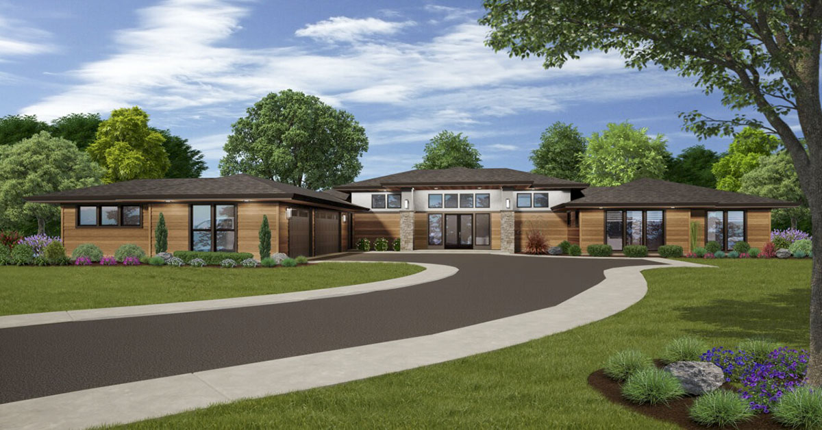 Modern Ranch Hip Roof House Plans Contemporary Prairie Ranch Home Plan