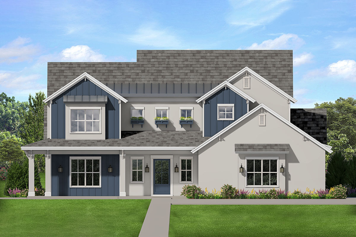 Transitional 2-Story House Plan with Home Office and 3-Car Garage ...