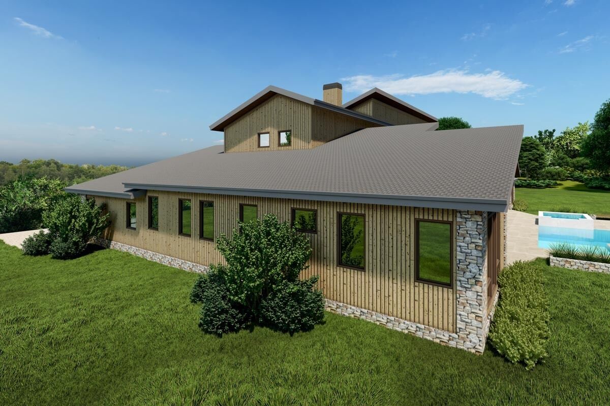 Symmetrical Modern House Plan with Matching Wings and Large Outdoor ...