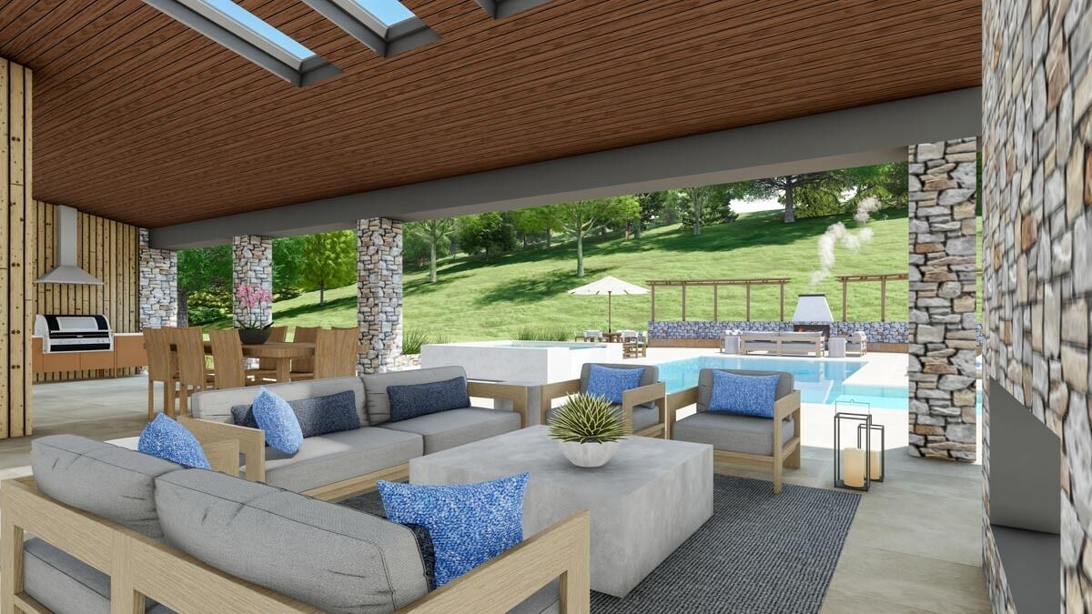 Symmetrical Modern House Plan with Matching Wings and Large Outdoor ...