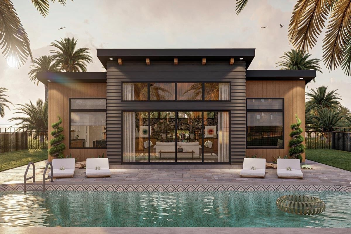 792 Square Foot Modern Pool House with Wet Bar and Lounge - 623210DJ ...
