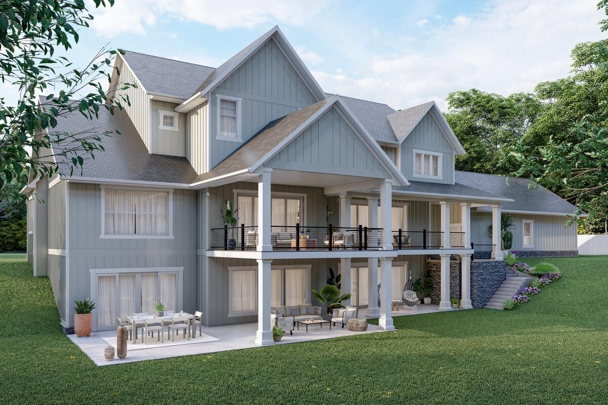 Modern Farmhouse Plan Under 5400 Square Feet with 5-Car Garage Lower ...