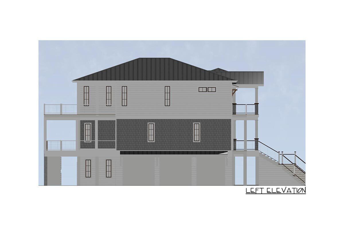 Low Country Craftsman Plan with Ground Level Garage and Elevator ...