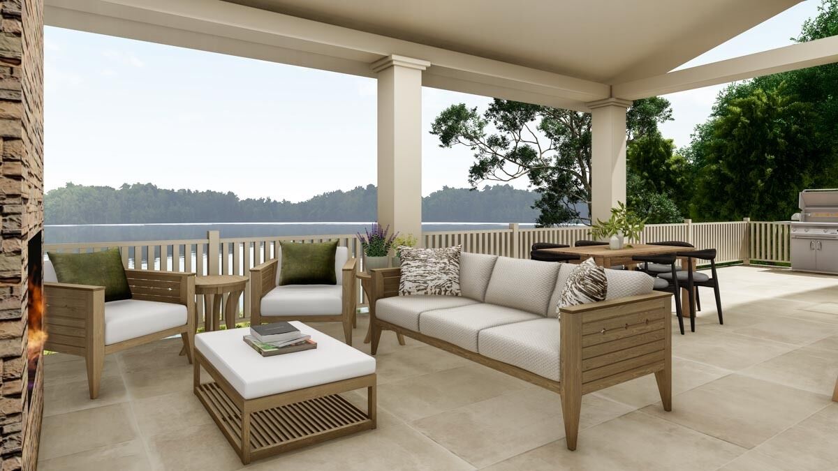 Craftsman Lake House Plan with Detached 2-Car Garage and Great Outdoor ...