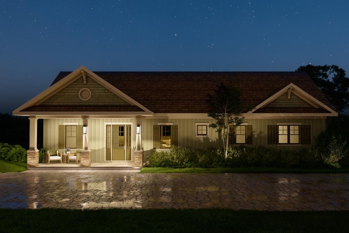 Craftsman Lake House Plan with Detached 2-Car Garage and Great Outdoor ...