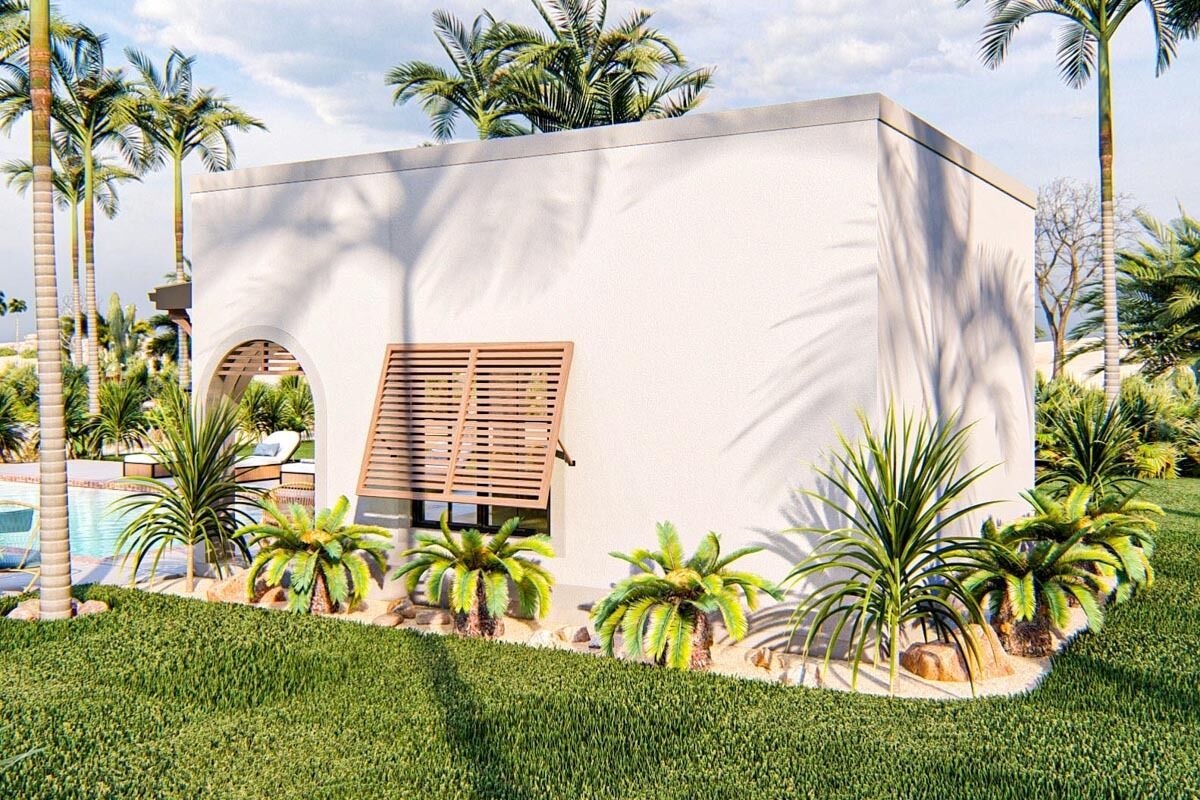 Wood and Stucco 355 Square Foot Poolhouse - 623219DJ | Architectural ...