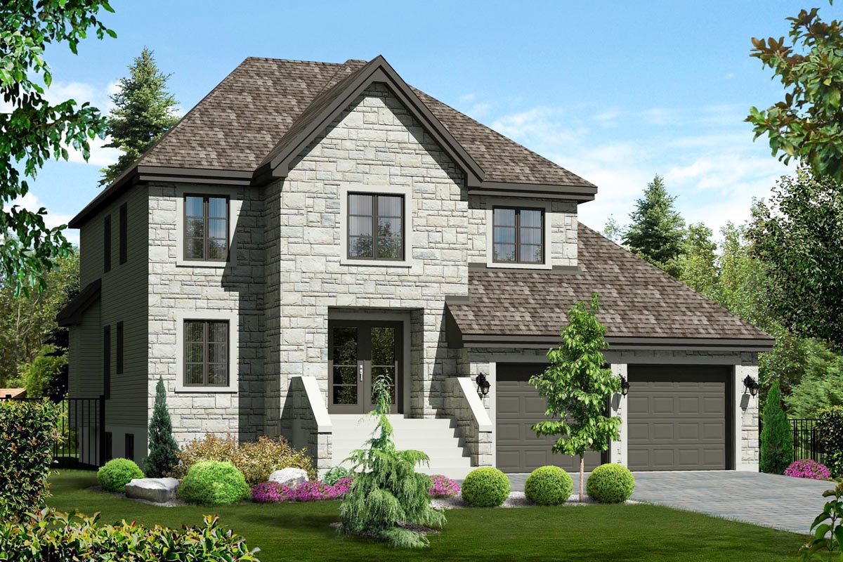 Plan 801038PM: Transitional 2-Story House Plan with 4 Upstairs Bedrooms ...