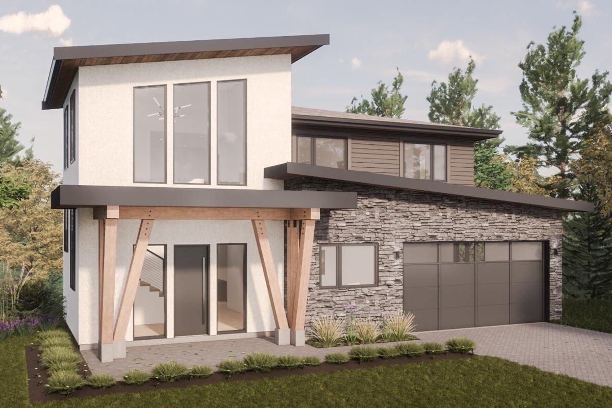 Mid Century Modern House Plan Under 3800 Square Feet with Partially ...