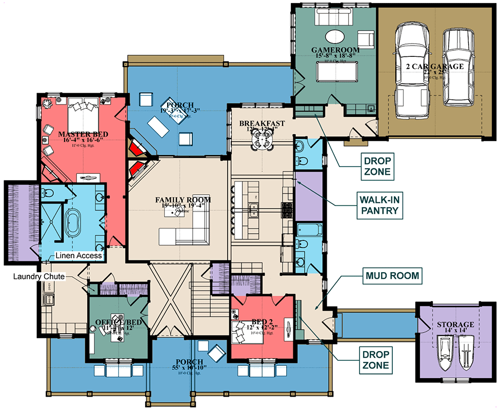 Plan 86381HH: Over 4,000 Square Foot Country Craftsman Plan with Motor ...