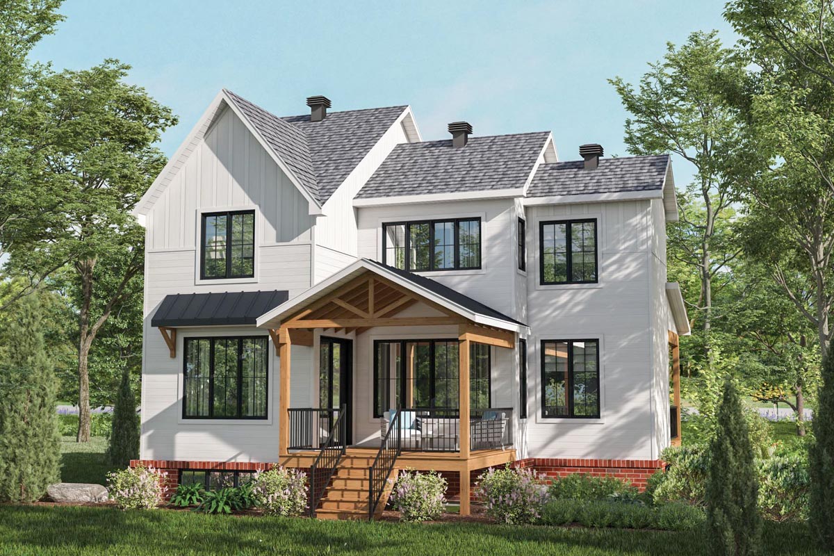 Plan 801076PM: Farmhouse Cottage Plan with Front and Rear Porches