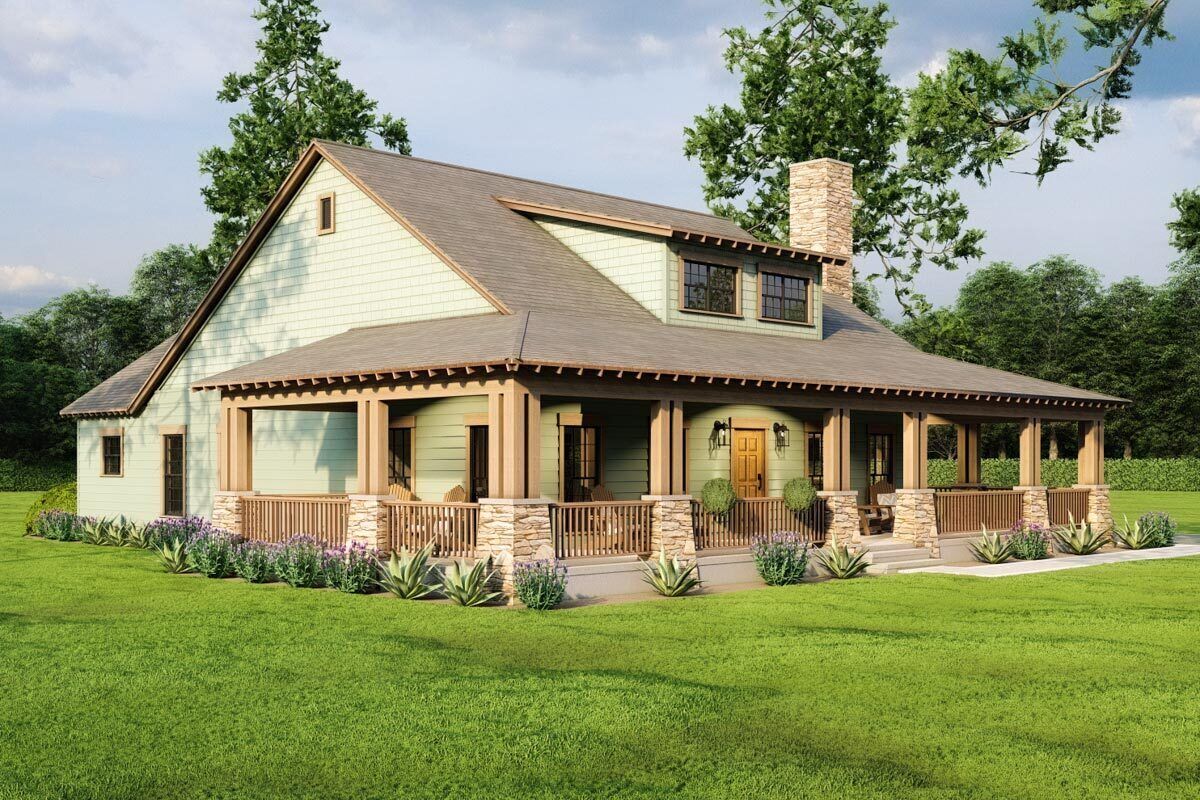 Rustic and Expandable 1805 Square Foot Country House Plan with Wrap ...