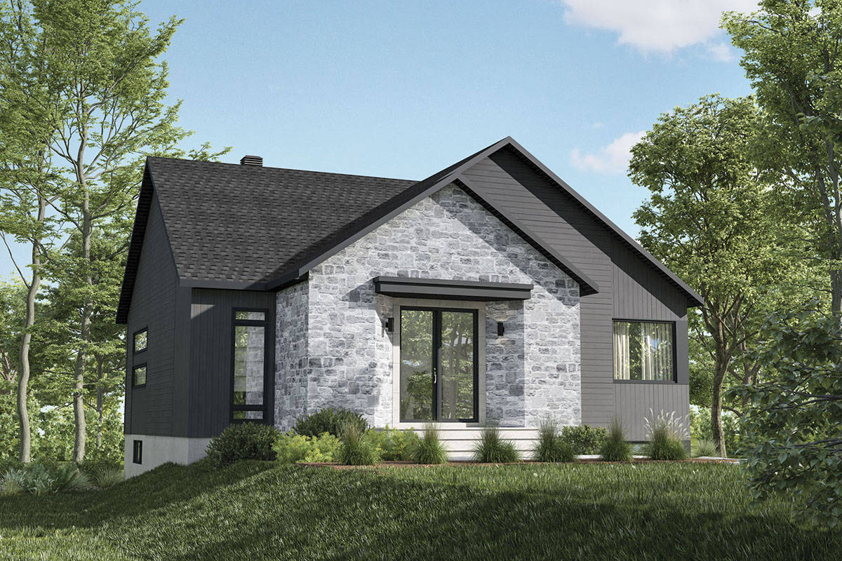 Plan 801097PM: 2-Bed Modern Cottage with Open-Concept Living Space