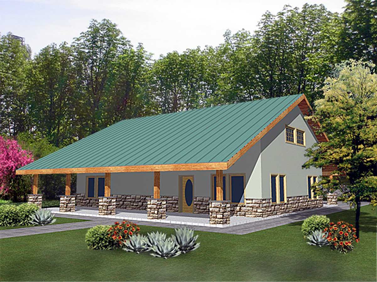Plan 35049GH: Covered Porches Front and Back