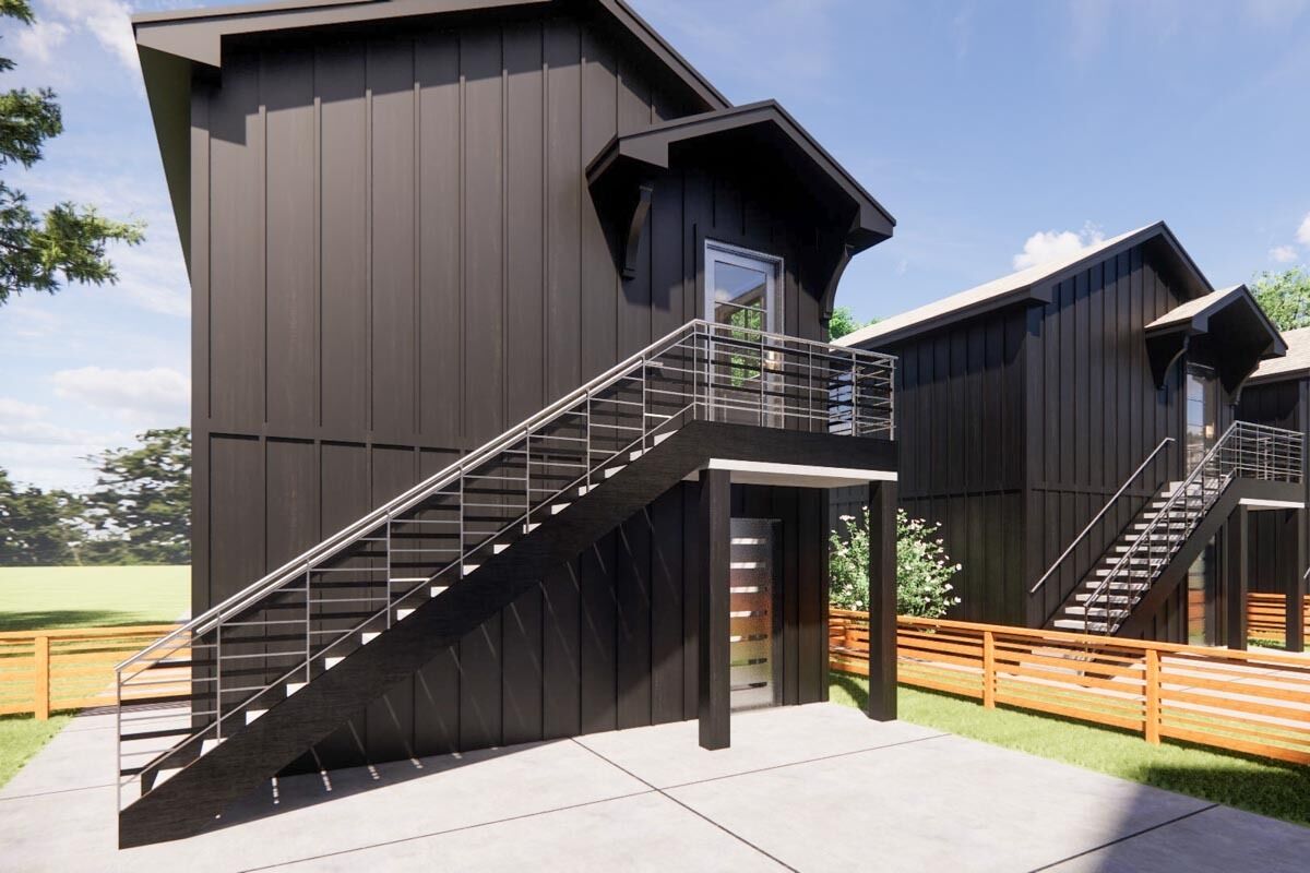 Narrow Two-Story 3-Bed House Plan with Detached Garage with Apartment ...