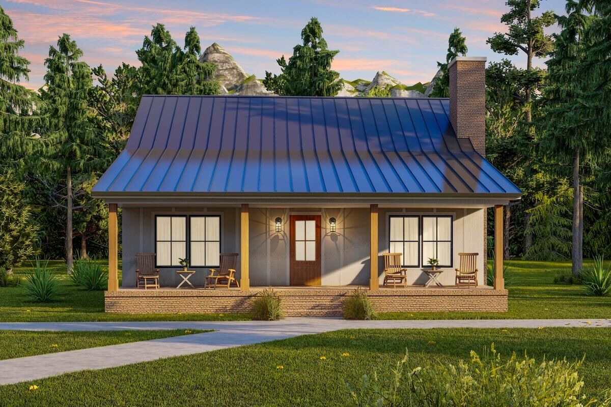 1-Story Farmhouse Cottage Home Plan with 8' and 10' Foot Deep Porches ...