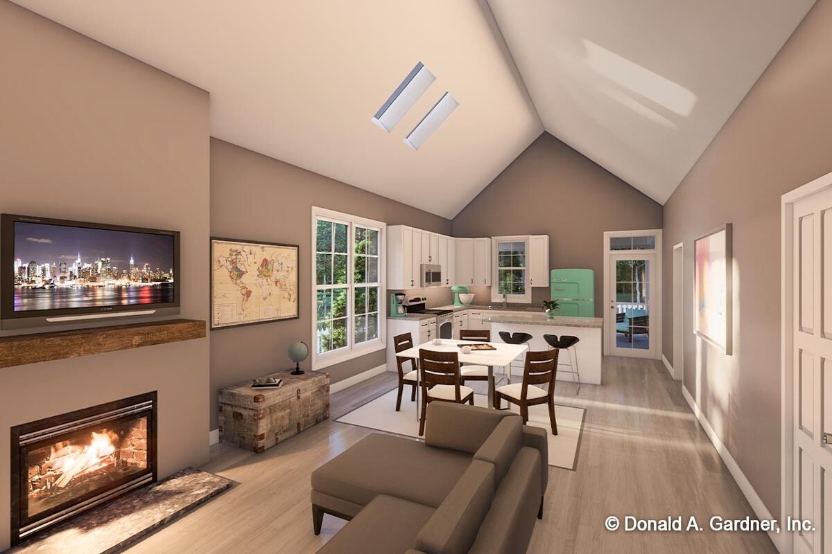 2 Bed House Plan Under 1000 Square Feet with Open and Vaulted Interior ...