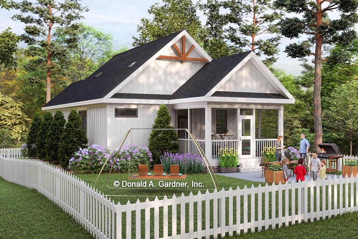 2 Bed House Plan Under 1000 Square Feet with Open and Vaulted Interior ...