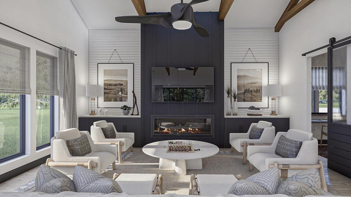3-Bed Barndominium-Style House Plan with 1835 Square Foot Garage with ...