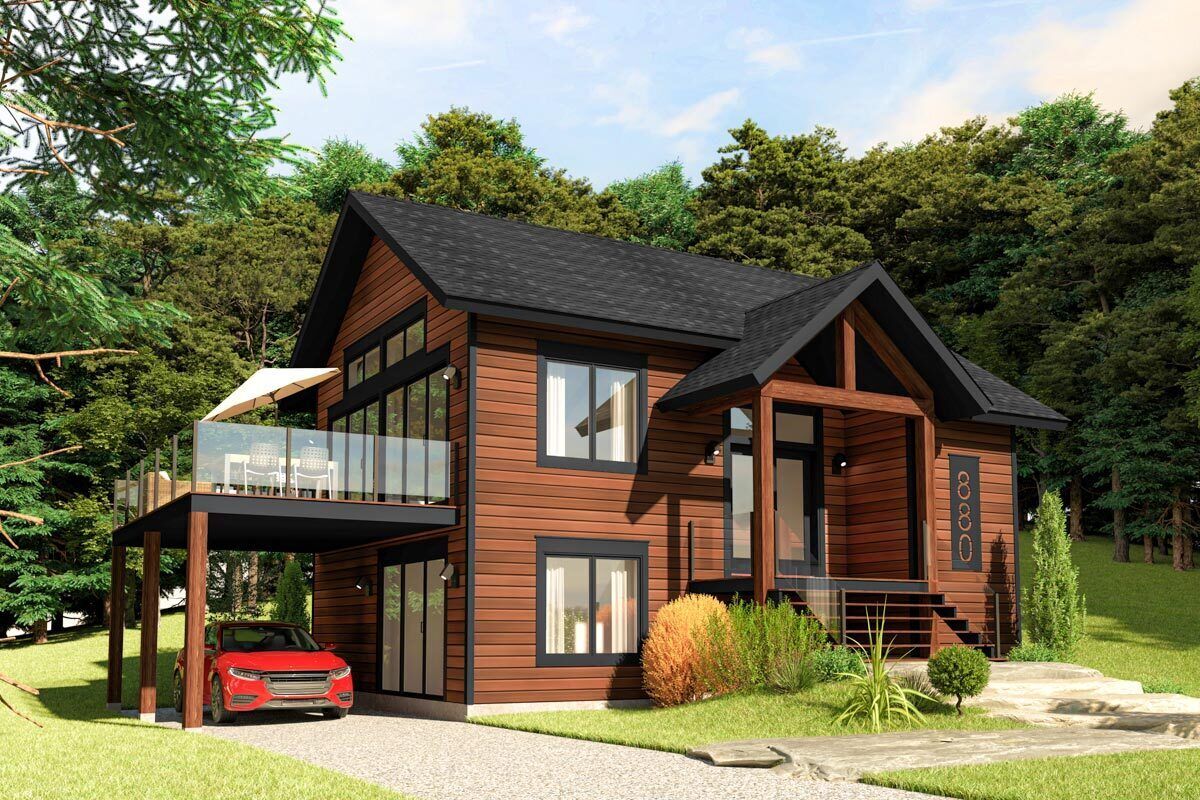 720 Square Foot Rustic Split Level House Plan with Option to Finish ...