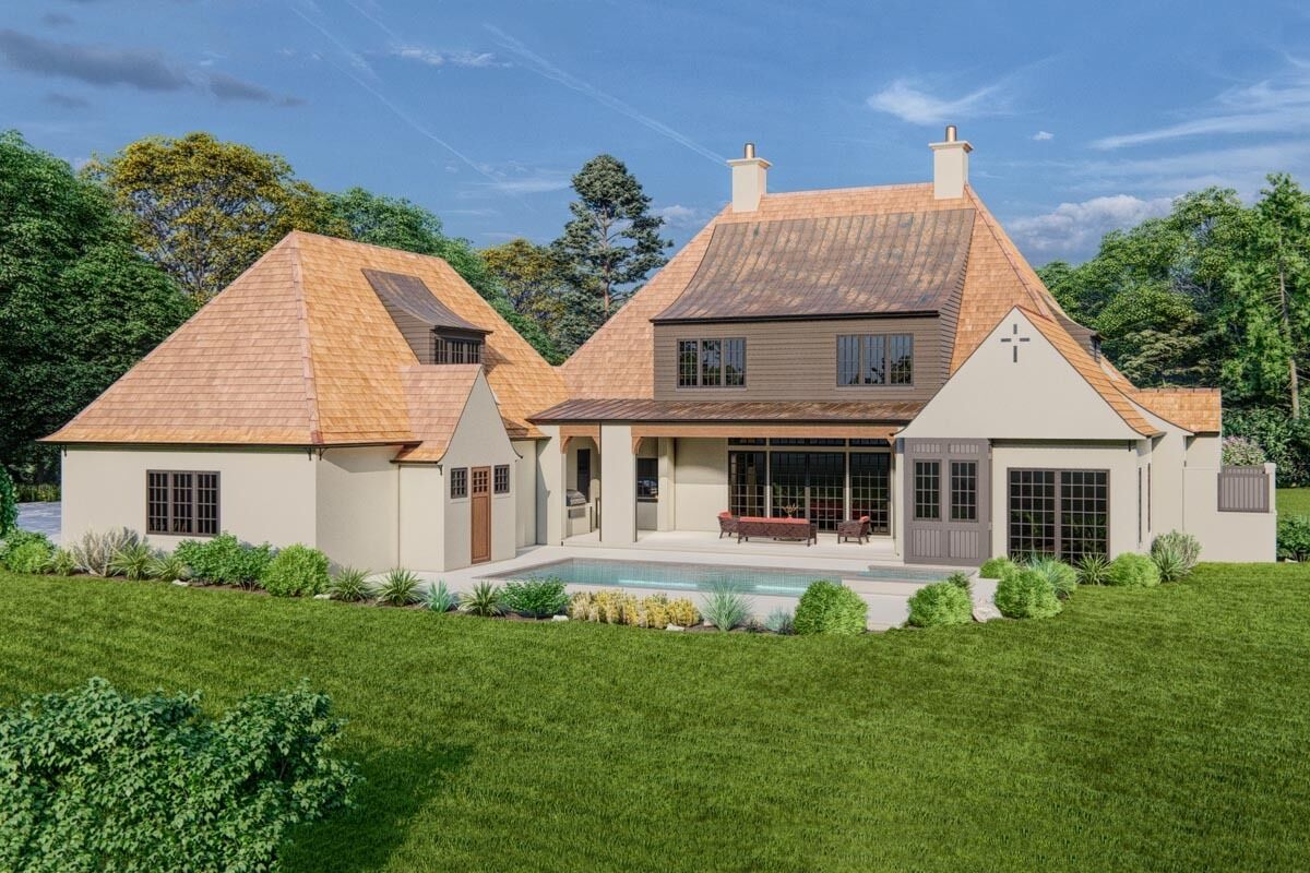 Expanded Euro-Style House Plan with Stucco Exterior and a 3-Car Garage ...