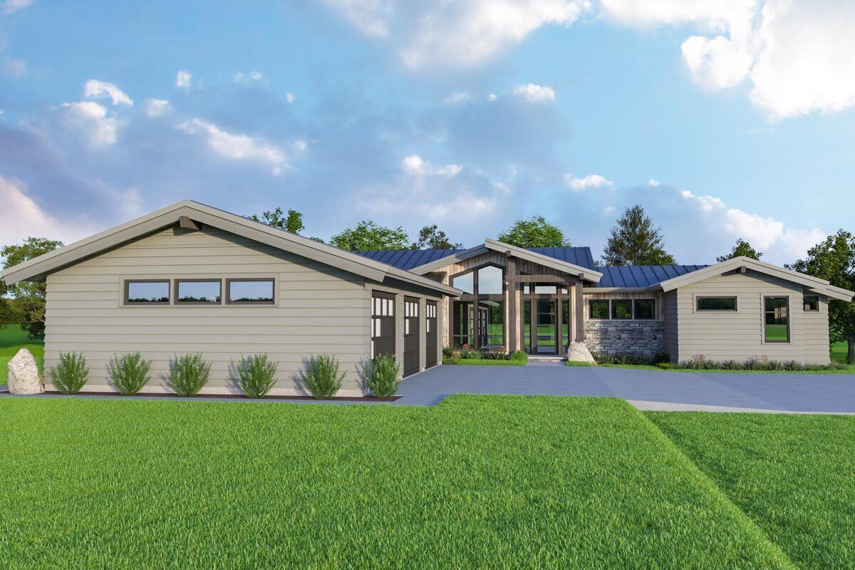 3600 Square Foot Mid-Century Modern House Plan with 3-Car Garage ...